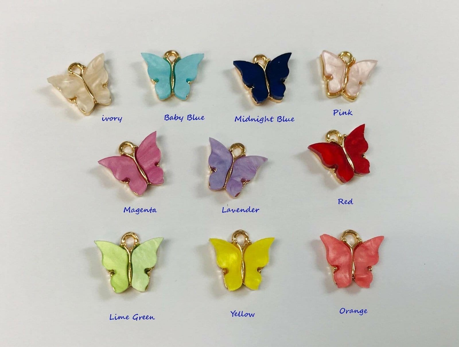 4 Wholesale Acrylic Mariposa Charms, Butterfly Charms, Pearl Butterfly ...